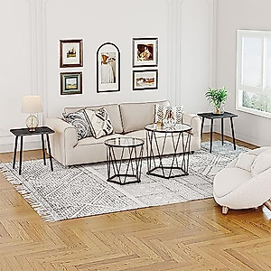 HOOBRO Side Tables Set of 2, Small Accent Table End Table for Small Spaces, Modern Minimalism Nightstand Beside Table for Living Room, Bedroom, Balcony, Easy Assembly, Black BB87BZP201