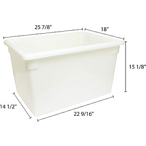 TrueCraftware- 22 Gallon White Food Storage Box Polypropylene 18" X 26" X 15"- Food Storage Container Meal Prep Food Storage for Home Cafeteria Kitchen Pantry Organization Dishwasher Safe