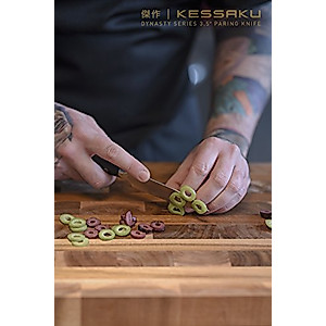 KESSAKU 4 Knife Set - Dynasty Series - Forged ThyssenKrupp German High Carbon Steel - 8-Inch Chef, 7-Inch Santoku, 5-Inch Utility, 3.5-Inch Paring