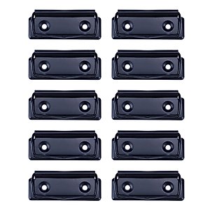Wealrit 10 pcs Clipboard Clips,Mountable Clipboard Clips with Rivets,Stainless Steel Clipboards Hardware with Rubber Grip and Pen Clip, 2.8 Inch Length,Black