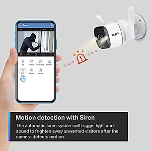 TP-Link Tapo 2K Security Camera Outdoor Wired, IP66 Weatherproof, Motion/Person Detection, Built-in Siren w/ Night Vision, Cloud/SD Card Storage, 2-Way Audio, Works w/ Alexa & Google Home (Tapo C310)