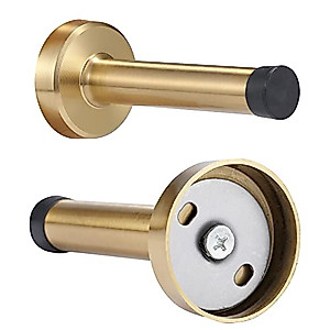 Modern Door Stopper, Stainless Steel Door Stop with Sound Dampening Rubber Bumper Wall Mounted Durable Door Holder with Hardware Screws Brushed Finish 3.7 Inch in Height Door Stops