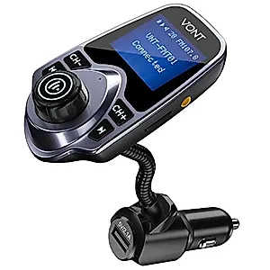 Bluetooth FM Transmitter for Car [2023 Upgraded] Bluetooth Car Adapter Kit, Huge 1.44-inch Display, SD/TF Card Support, AUX Input, Compatible w/All Smartphones, iPods, FM Transmitter Bluetooth