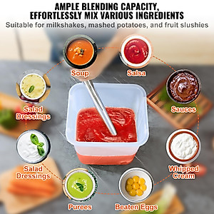 VEVOR Commercial Immersion Blender, 750W 20" Heavy Duty Hand Mixer, Variable Speed Kitchen Stick Mixer with 304 Stainless Steel Blade, Multi-Purpose Portable Mixer for Soup, Smoothie, Puree, Baby Food