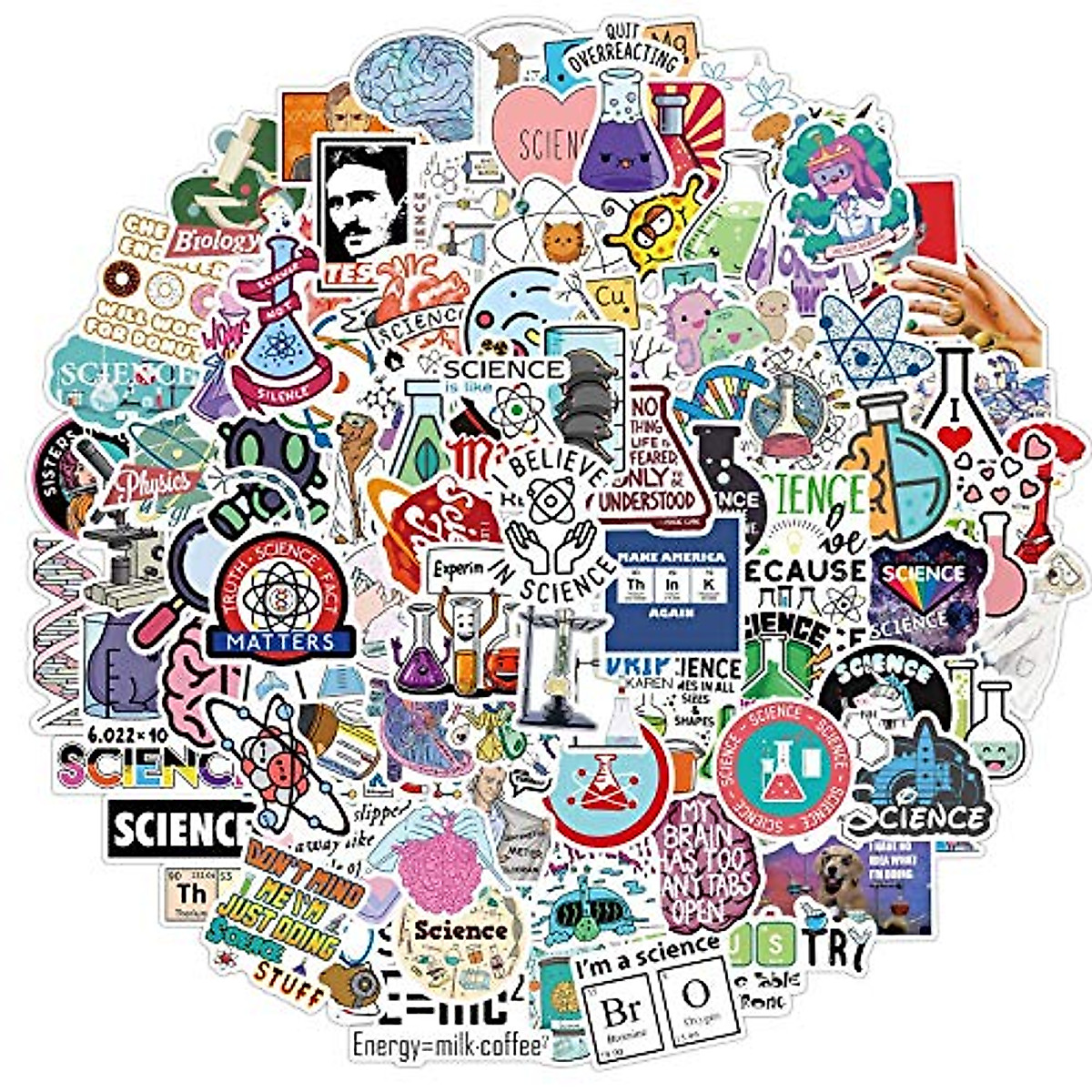 100PCS Science Laboratory Stickers Physics Chemistry Biology Experiment Science Stickers for Laptop Water Bottle Decal for Kids Teens Adult Waterproof Aesthetic Stickers (Science Lab Stickers)