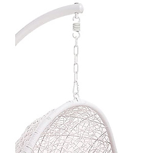 Zuri Furniture Modern Reef White Basket Swing Chair Yellow Cushion with Stand