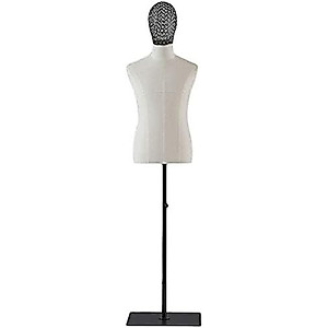 Tailors Dummy Mannequins Female Dress Form Mannequin Torso Male Mannequin Torso, Metal Stand and Hollow Head, Men's Clothing Display Dress Form for Bedroom/Photographic Studio Dressform Mannequin