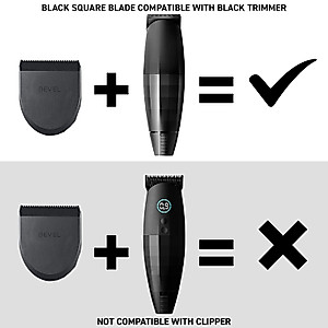 Bevel Square Trimmer Blade Attachment - Compatible with Bevel Trimmer Only, Beard Trimmer for Men, Mustache Trimmer, Cordless Face, Neck and Body Hair Trimmer Attachment Head - Black, 1 Count