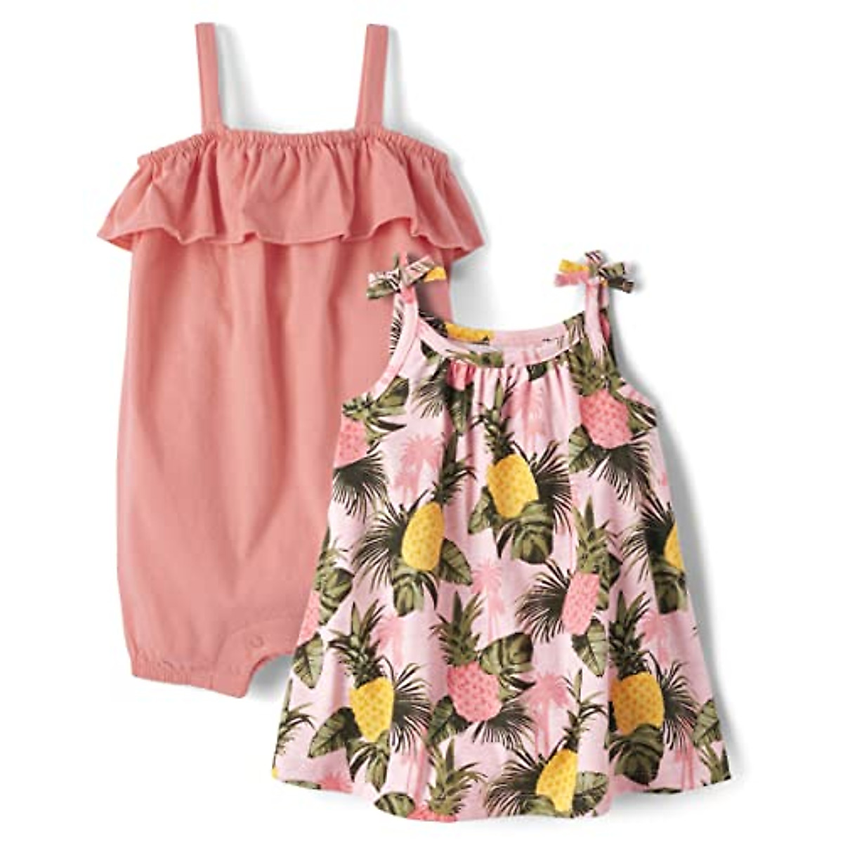 The Children's Place Baby Girls' Playwear Sets, Peach/Pineapple Floral, 9-12 Months