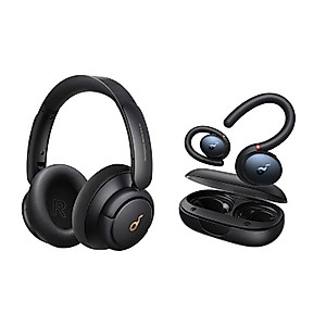 Soundcore by Anker, Sport X10 True Wireless Workout Earbuds, Rotatable Ear Hooks, Deep Bass, IPX7 Waterproof, Sweatproof, with Life Q30 Active Noise Cancelling Headphones, Hi-Res Sound