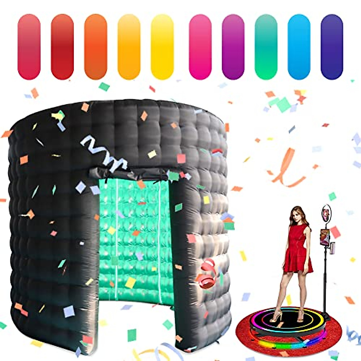 Inflatable Background Wall Suitable for 360 Photo Booth Machine with Silver Reflective Background 158inch Customize Logo Suitable for 360 Photo Booth Machines/Show Parties/Wedding Photography