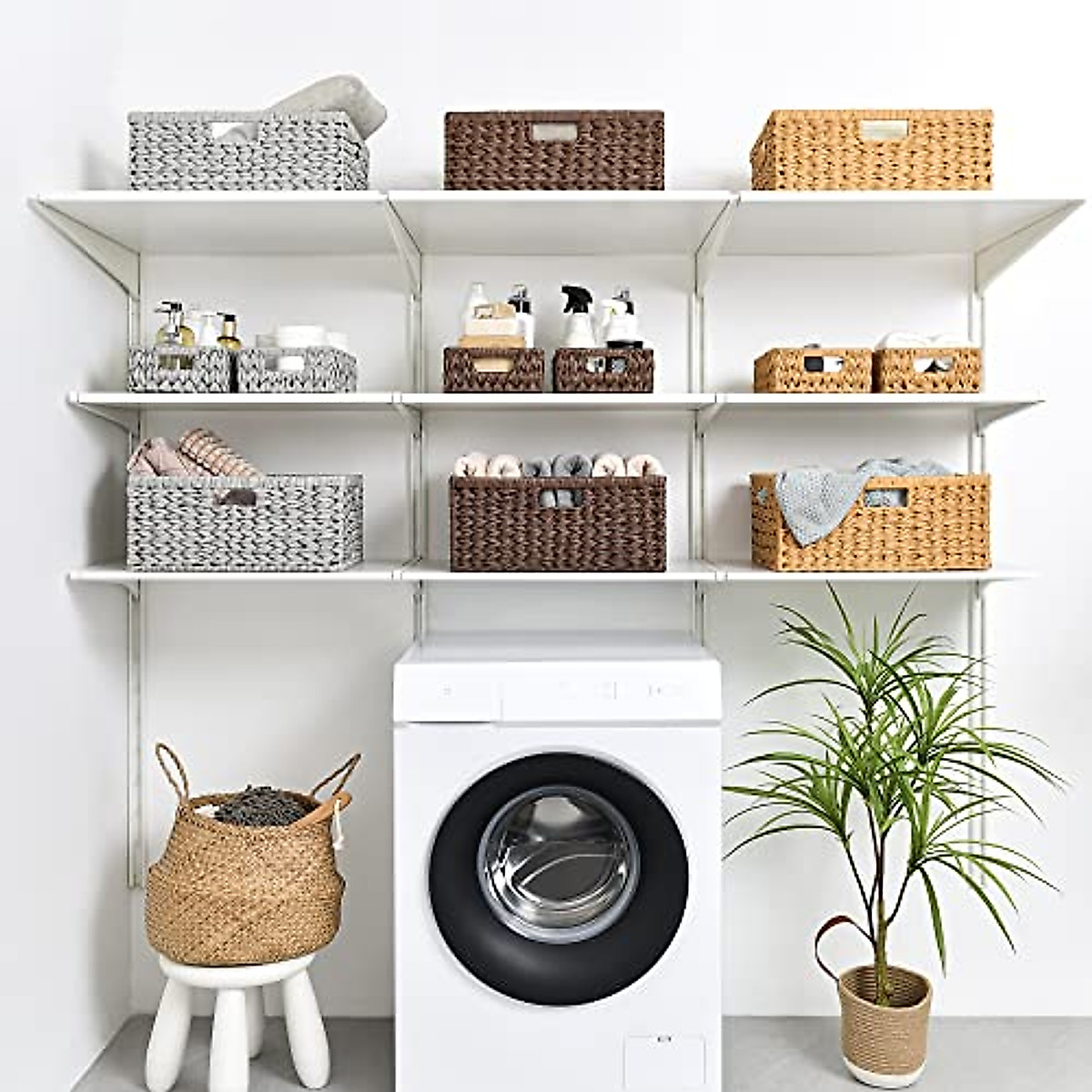 GRANNY SAYS Bundle of 1-Pack Extra Large Wicker Basket Storage & 2-Pack Shelf Storage Baskets