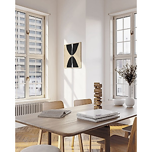 HAUS AND HUES Black Abstract Art and Modern Poster - Black Abstract Wall Art, Geometric Art, Abstract Modern Decor, Mid Century Modern Wall Decor (Beige Frame, 12x16)