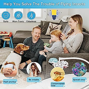 Flying Insect Trap Plug-in, 2023 Upgrade Plug-in Bug Catcher Mosquito Fruit Fly Trap Gnat Killer Indoor, Safe Non-Toxic UV Night Light Fly Trap with Sticky Trap for Flies, Gnats, Moths (Blue, 1 Pack)