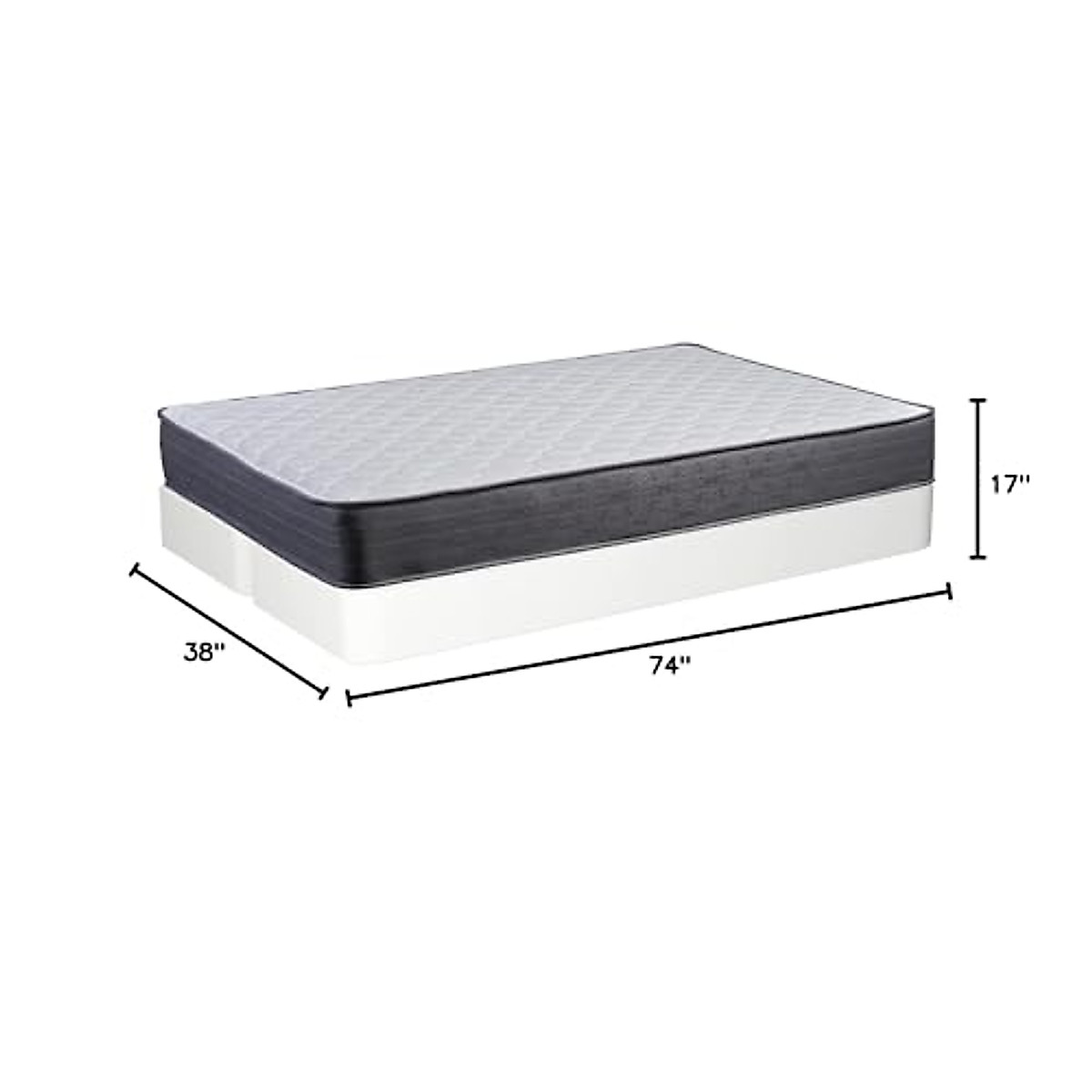 Treaton Twin 9 Inch Hybrid Mattress in a Box for Medium Firm Support, Motion Isolation and Pressure Relief with 8" Split Box Spring Foundation, White