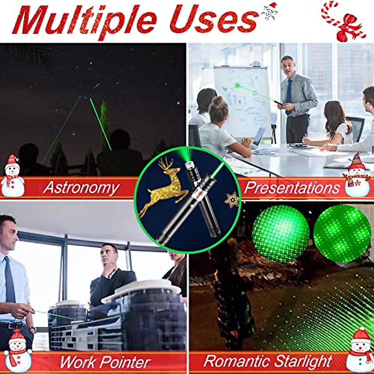 Green Laser Pointer High Power, High Power Laser Pointer Long Range Strong Green Laser Light Pointer USB Rechargeable Lazer Pointer Pen for Presentations Teaching Astronomy Hunting High Laser Pointer