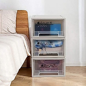 Sosody Plastic Compact Stacking Storage Drawer Unit, 6 Quart, 3 Packs
