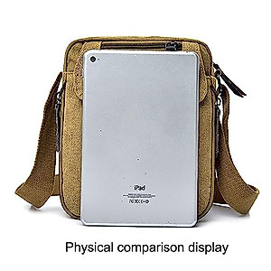 MosaiRudo Men's Canvas Small Messenger Bag,Casual Shoulder Bag for Men Women,Chest Bag Travel Carry Bag，Multi-pocket Purse for Cell Phone, Portable Mobile Phone Coin Bag (Black)