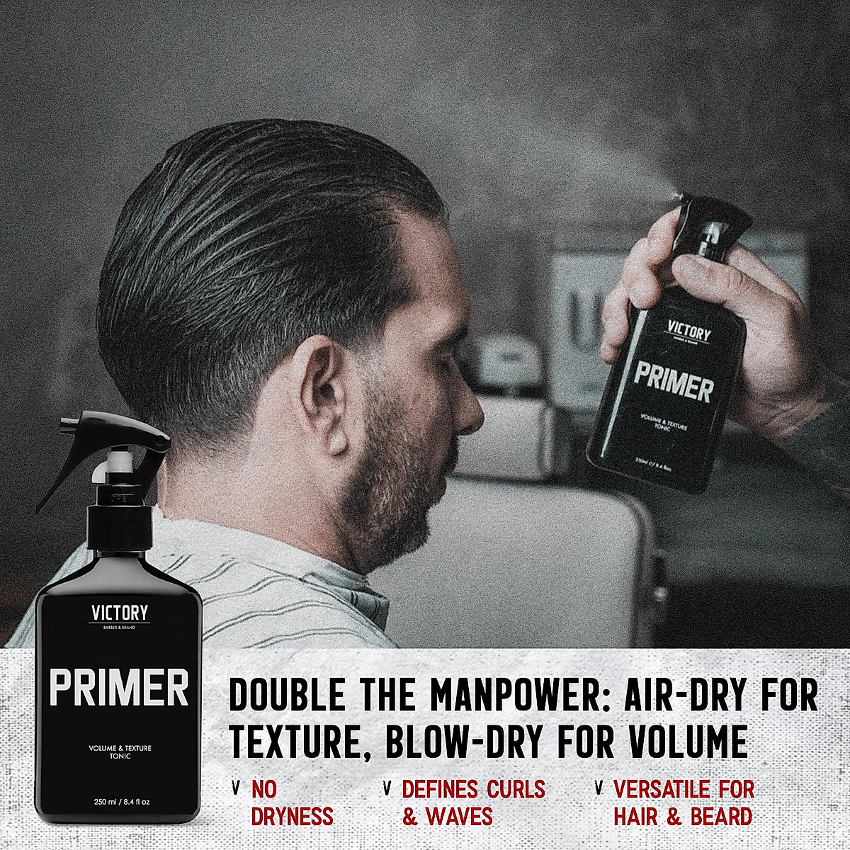 Sea Salt Thickening Spray for Men's Hair | PRIMER by Victory Barber & Brand | Made in the USA