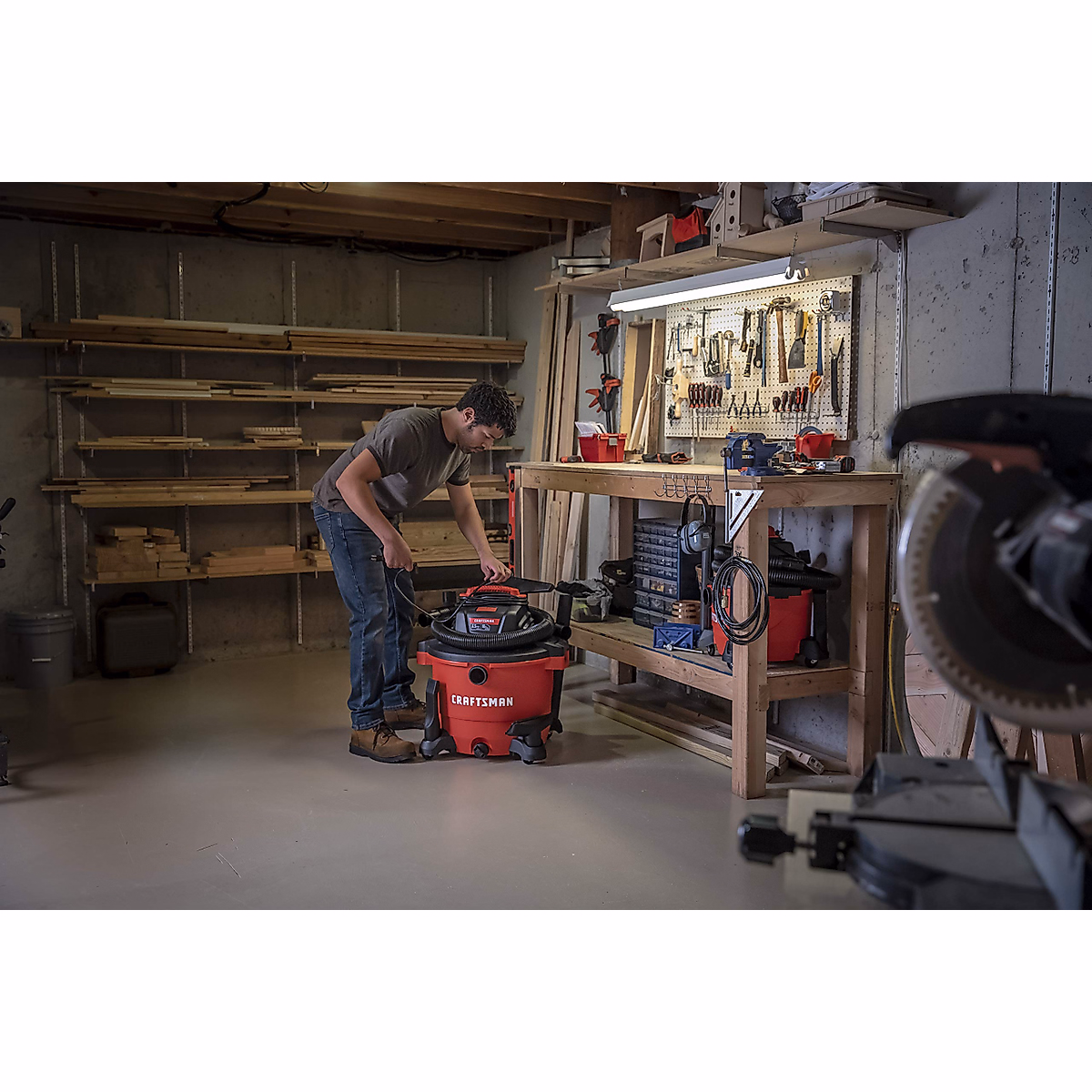 Craftsman CMXEVBE17595 16 Gallon 6.5 Peak HP Wet/Dry Vac, Heavy-Duty Shop Vacuum with Attachments and Additional General Purpose Filter