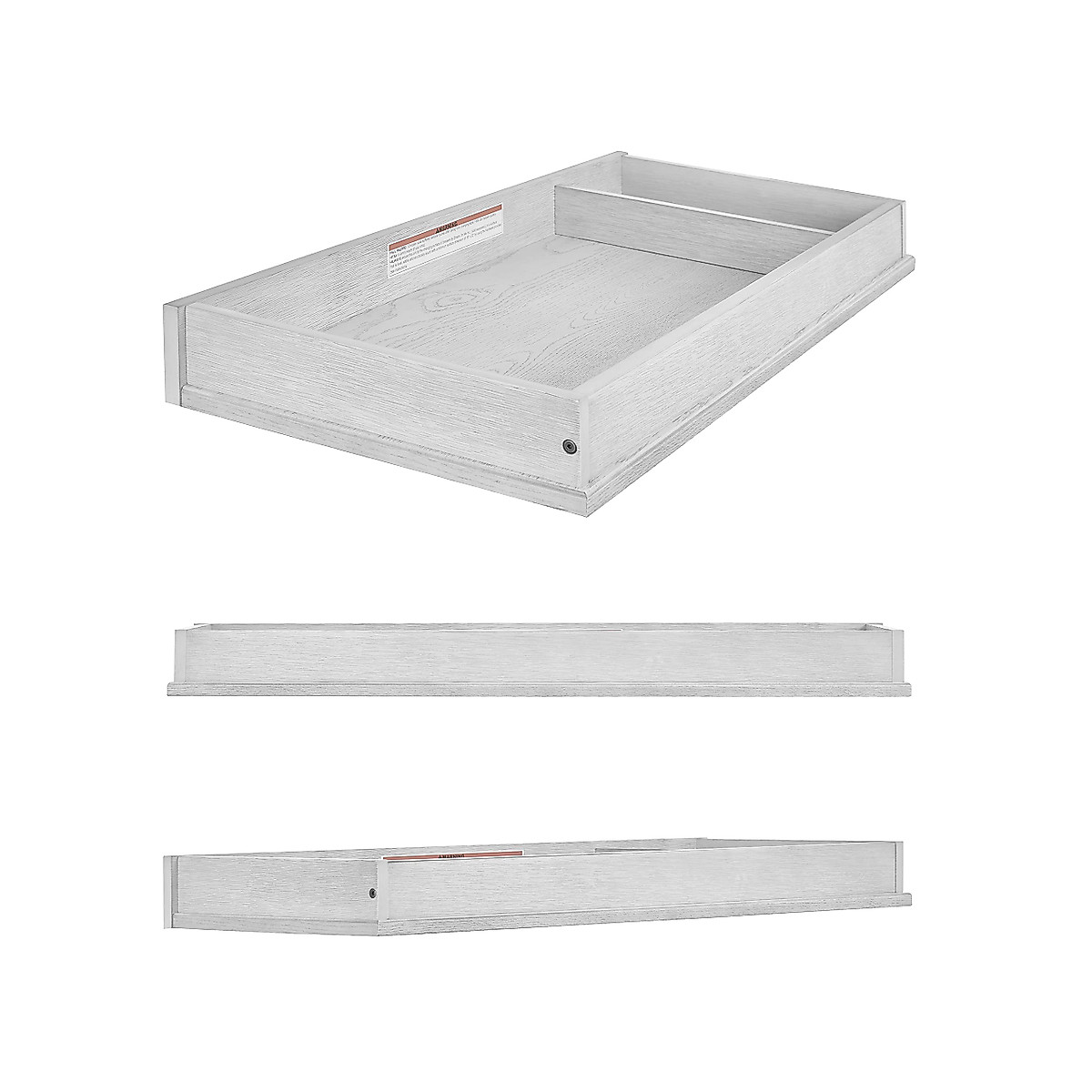 Evolur Modern Changing Tray in Greyhound, Lasting Sturdy Quality, Converts Double Dresser to Changing Station, Made of Hardwood, Has Divided Compartments