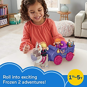 Fisher-Price Little People Toddler Toy Disney Frozen Anna & Kristoff’s Wagon Vehicle & Figure Set for Preschool Pretend Play Kids Ages 18+ Months