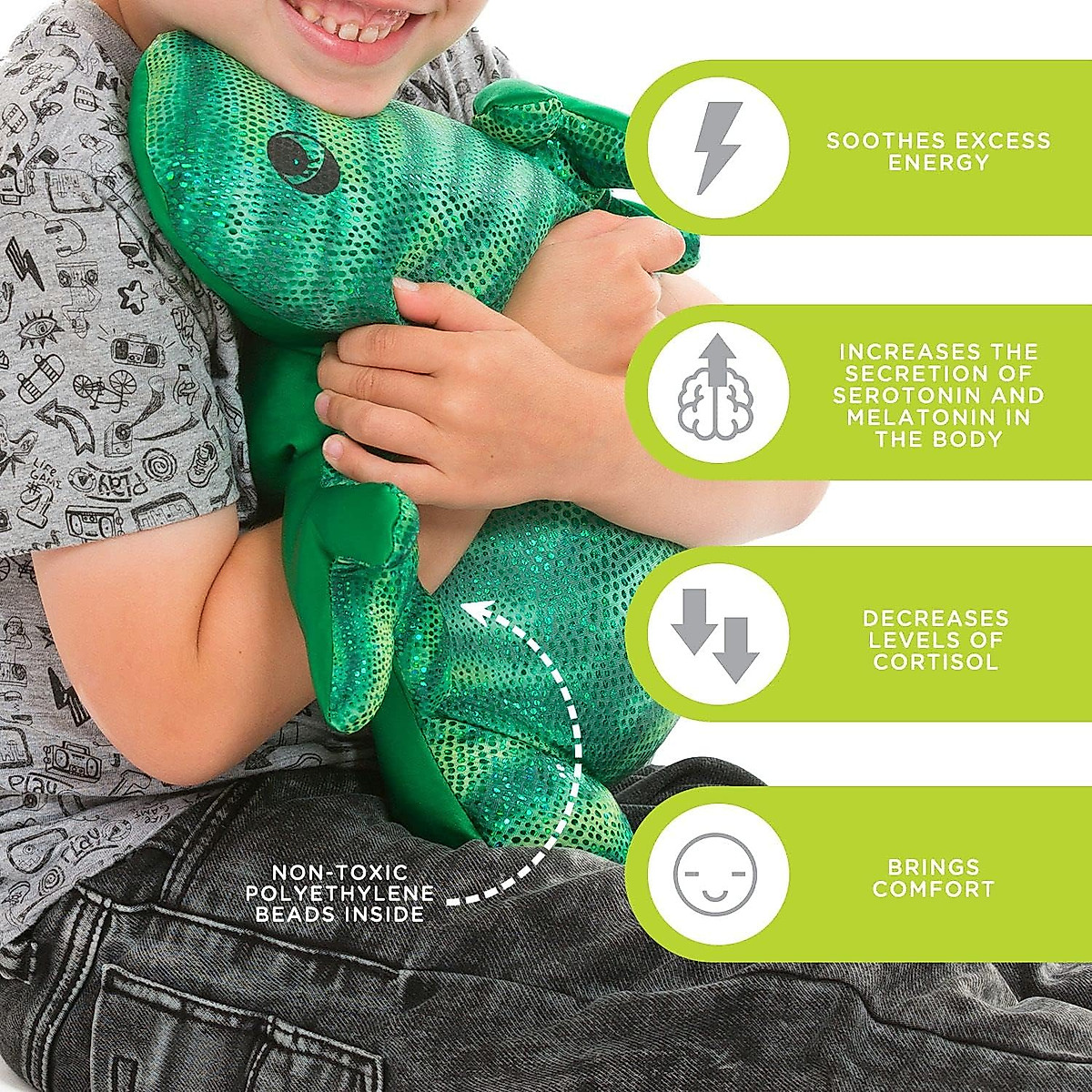 manimo Weighted Stuffed Frog for Kids & Adults – Frog Toys Sensory Lap Pad - Stress Relief Weighted Frog Plush for Chest, Back & Legs - Perfect for Home, Schools, kindergardens, Daycares