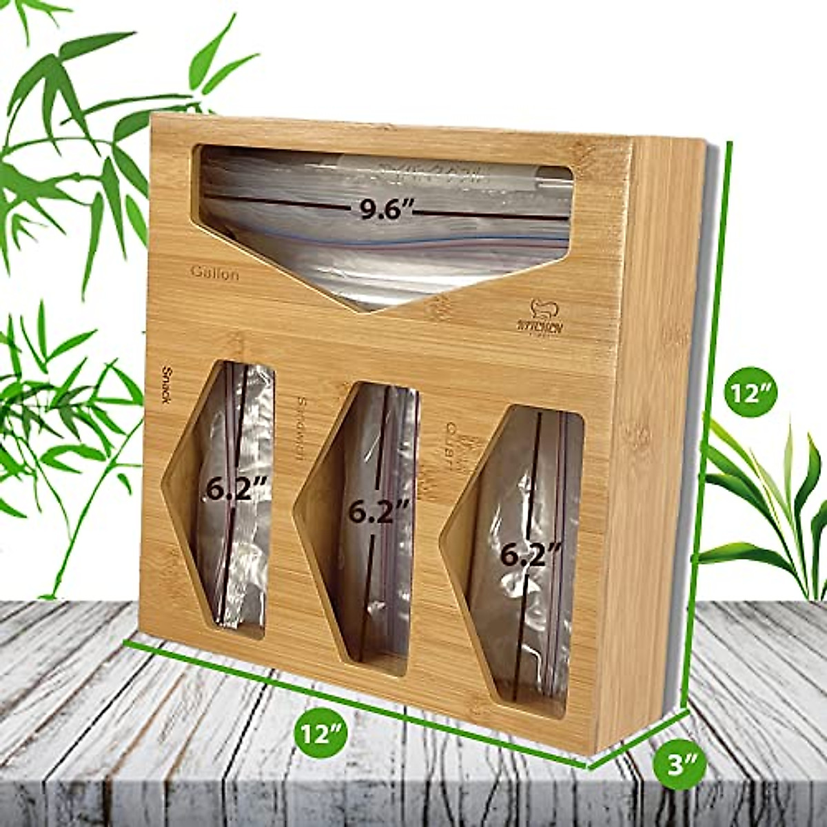 Bamboo Ziplock Bag Organizer for Drawer, Storage Bag Organizer for Kitchen, Plastic