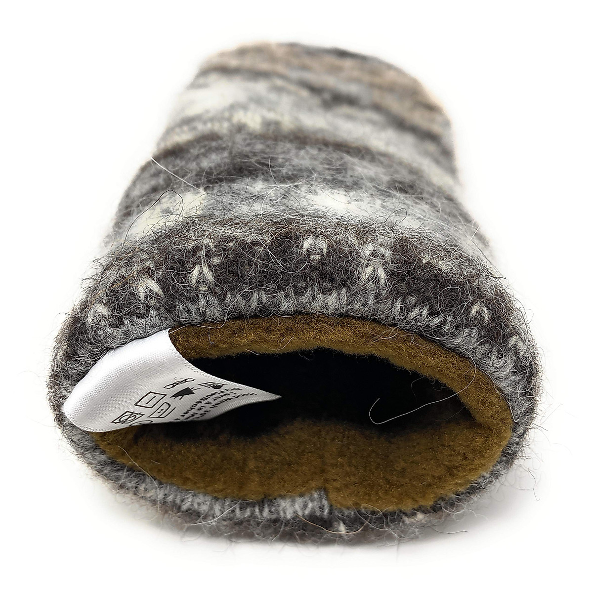 Freyja Canada Warm Women Knit Mittens 100% Icelandic Wool Fleece Lined dark chocolate, One Size