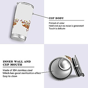 Jihqo Autumn Pumpkins Thanksgiving Tumbler with Lid and Straw, Insulated Stainless Steel Tumbler Cup, Double Walled Travel Coffee Mug Thermal Vacuum Cups for Hot & Cold Drinks 12oz