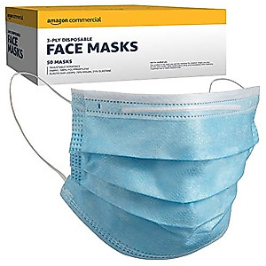 Aether AmazonCommercial 3-ply Disposable Face Mask, 50 per Pack, 10-Pack (500 Masks) (Internal)