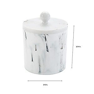 Simplify Q-Tip and Cotton Holder | Dimensions: 3.74" x 3.74" x 4.33" | 2 Compartments | Great for Bathroom | Vanity | Dresser | Durable | Lightweight | Bath Accessories | Marble