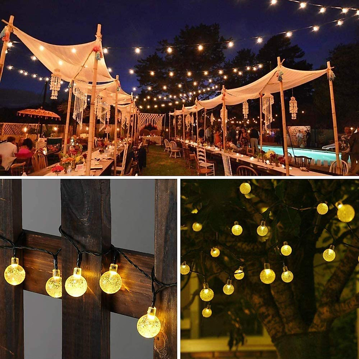 LOENDE Battery Operated String Lights Waterproof 16FT 30 LED 8 Modes Fairy Garden Globe String Lights with Timer for Christmas Tree Holiday Outdoor Indoor Patio Party Decor, Warm White (2 Pack)