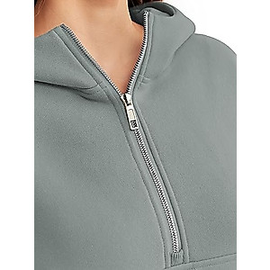 Trendy Queen Womens Hoodies Quarter Half Zip Pullover Oversized Sweatshirts Half With Pockets Fall Clothes GreyGreenM