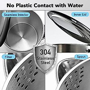 Mecity 1.7L Electric Kettle 100% Stainless Steel Interior Fast Heating Water Kettle Double Wall Kettle Water Boiler, Cool Touch Auto Shut Off, 57 Ounce, 120V, 1500W