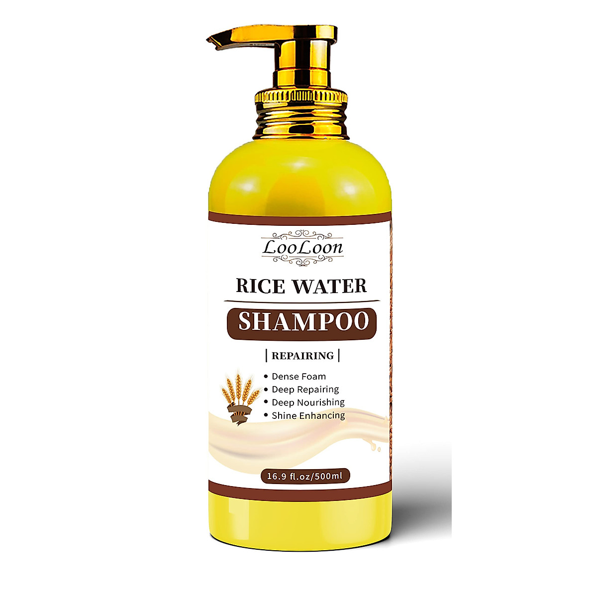 Looloon Rice Water Shampoo and Conditioner Set, 500ml (16.9 oz): Fermented Rice Water for Hair Growth, Moisturizing, Strengthening, and Damaged Hair Repair