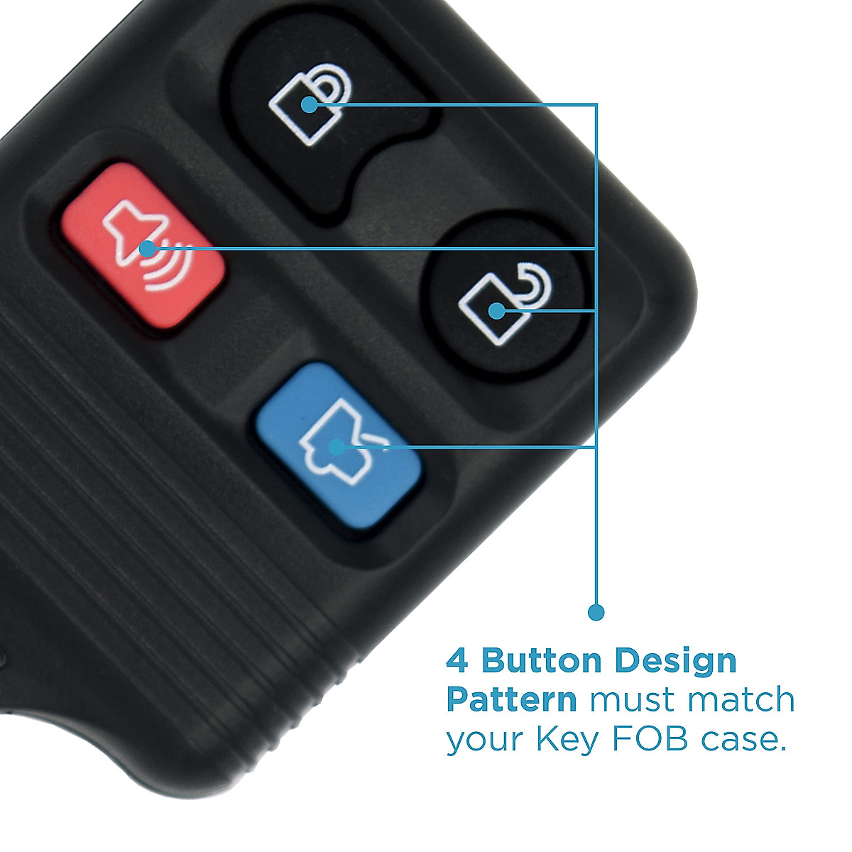 Keyless2Go Replacement for New Shell Case and 4 Button Pad for Remote Key Fob with FCC CWTWB1U345 or CWTWB1U331 - Shell ONLY