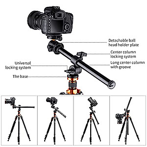 K&F Concept 78 inch DSLR Camera Tripods with Magnesium Alloy Rotatable Multi-Angle Center Column,Load Capacity up to 22lbs/10kg K234A7+BH-28L+Extension Arm Kits