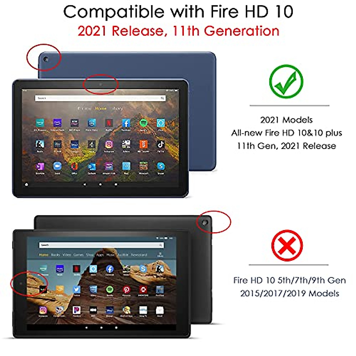 Fire HD 10 Tablet Case, Amazon Kindle Fire 10 Case, Ubearkk Folding Shell Stand Auto Wake/Sleep Protective Cover Case for All New Fire HD 10 & 10 Plus Tablet (11th Generation 2021 Release)