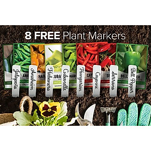 Pepper Seeds for Planting 8 Varieties Pack, Jalapeno, Habanero, Bell Pepper, Cayenne, Hungarian Hot Wax, Anaheim, Serrano, Cubanelle Heirloom Seeds for Planting in Garden Non GMO Gardeners Basics