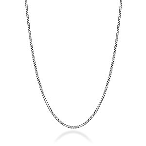 Miabella Italian 925 Sterling Silver Solid 2mm Round Box Chain Necklace for Women Men Rolo Necklace Made in Italy (rhodium-plated-silver, Length 20 Inches)