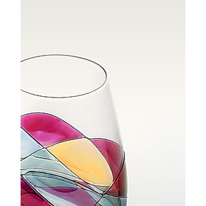 Antoni Barcelona Stemless Wine Glasses 21Oz Hand Painted Mouth Blown Sagrada Familia Gaudi Style Unique Gifts Ideas Authentic Sold Since 2016 Set 2 Original Stainned Crystal Art Lovers