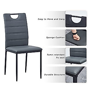 Modern Dining Chairs Set of 4 w/PU Leather Seat 300 Lbs Capacity Mid Century Dining Room Chairs Upholstered Kitchen Chairs w/Metal Legs for Restaurant/Living Room/Waiting Room/Farmhouse - Gray
