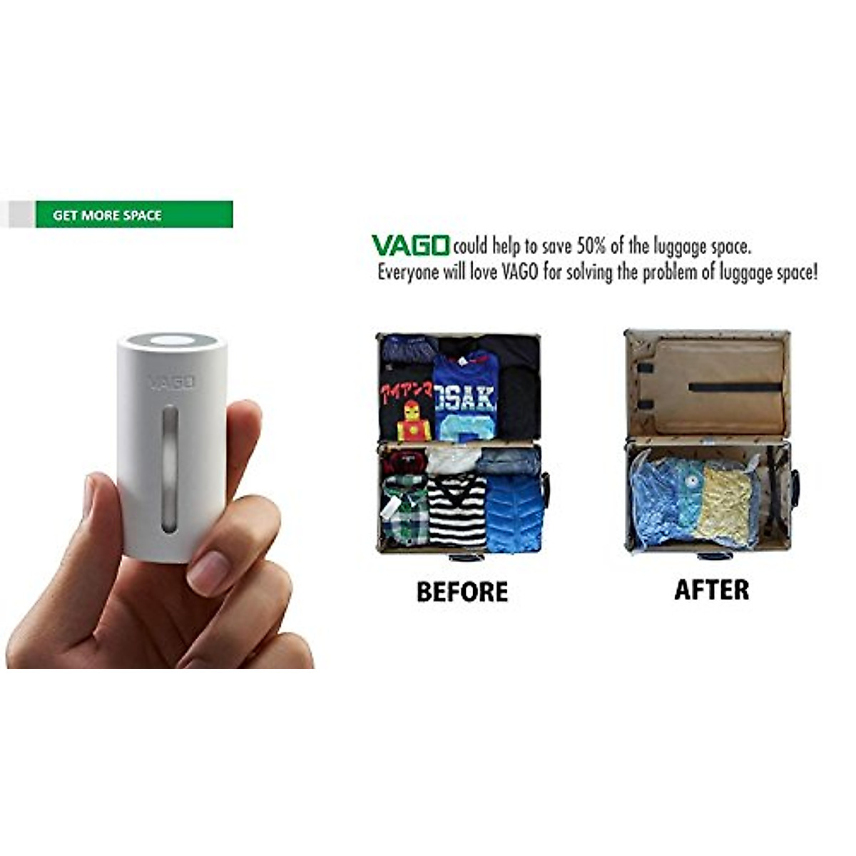 Vago 1 x Medium bag-60cm, Clear, 60 centimeters