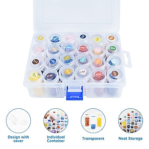 Mlife Diamond Art Painting Storage Containers, 1 Pack 24 Jars Diamond Art Storage Containers with Label, Diamond Art Accessories Organizers for Jewelry Beads,Diamond Dots,Small Gem, Diamond Storage