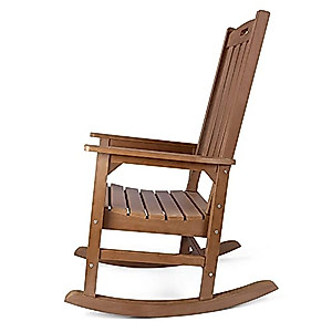 Vaneventi Outdoor Rocking Chair with 350lbs Support, All-Weather Oversized Outdoor Chair, Fade-Resistant Porch Rocker Chair, 34L 27W 46.8H (Brown)