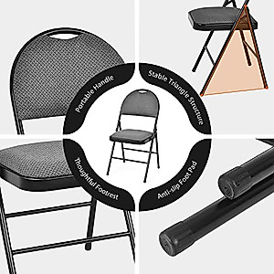 Giantex 2-Pcs Folding Chairs Set - Backrest Chair W/Handle Hole, Upholstered Seat, Fabric Cover, Non-Slip Feet Pads, Commercial Guest Chairs, Foldable Waiting Room Chair (Gray, 1 Count (Pack of 2))