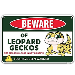 Venicor Leopard Gecko Sign Decor - 8 x 12 Inches - Aluminum - Leopard Gecko Tank Accessories Supplies Toy Gift