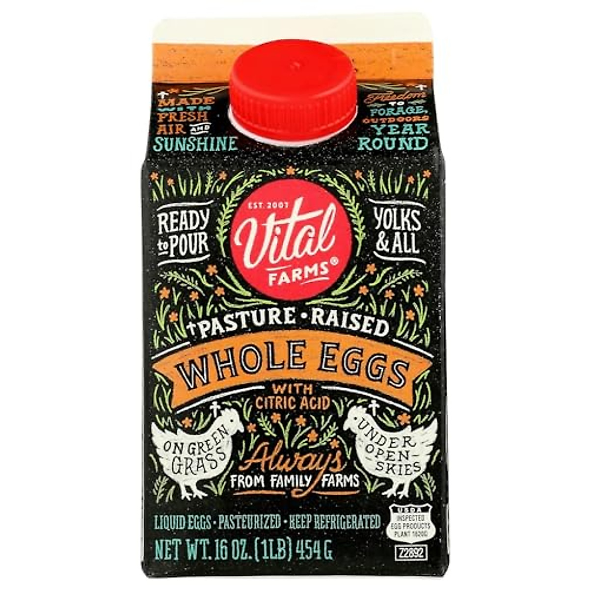 Vital Farms Pasture-Raised, Liquid Whole Eggs, Ready to Pour, 16 oz Carton, Pasteurized