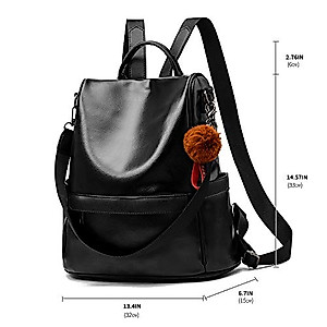 CHERUTY Women Backpack Purse PU Leather Anti-theft Casual Shoulder Bag Fashion Ladies Satchel Bags(Black)